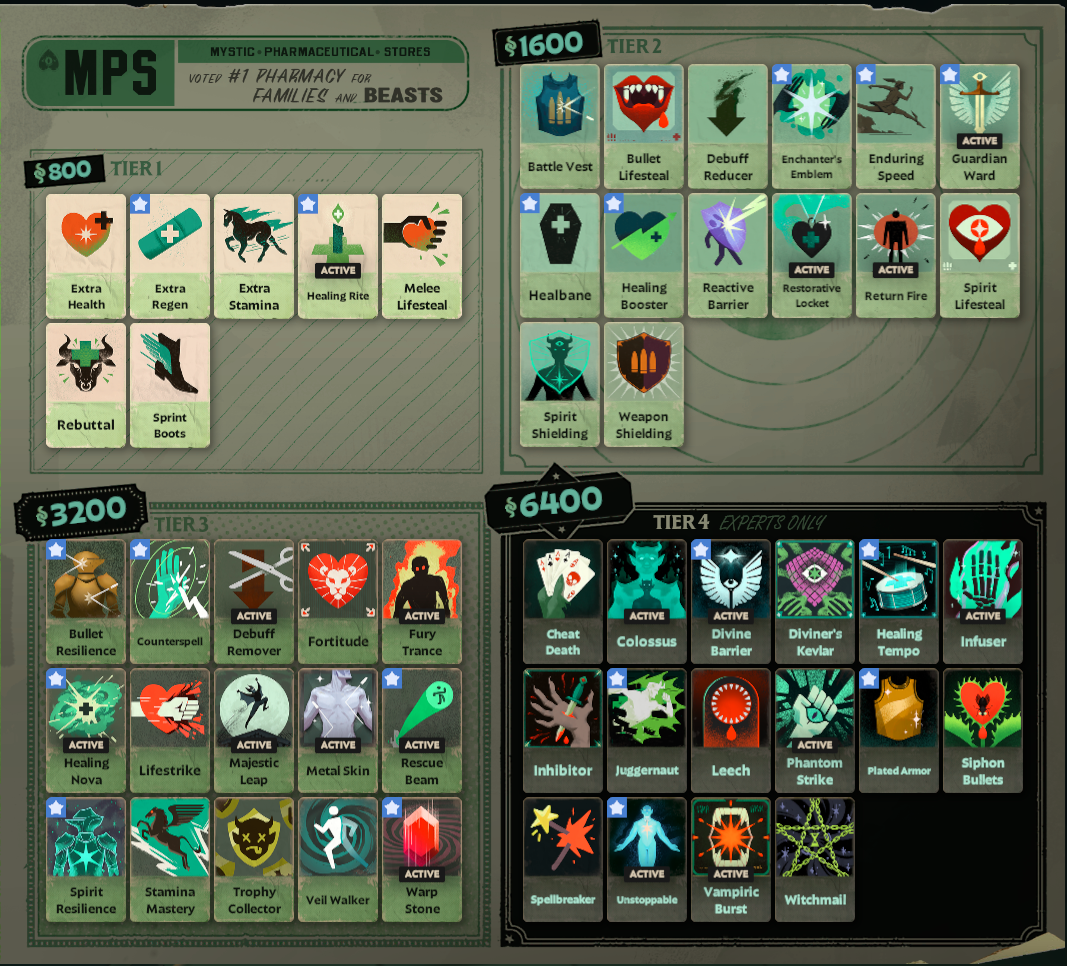 Deadlock Items List - Weapons, Vitality & Spirit